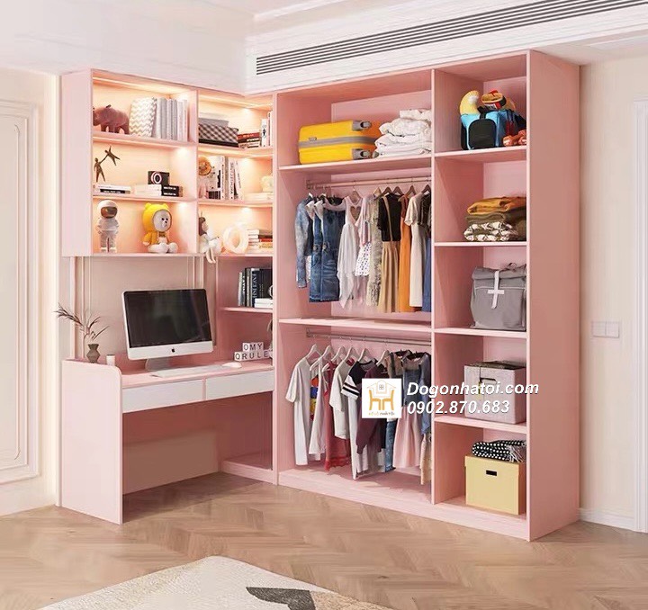 Mẫu Tủ Quần Áo Kết Hợp Bàn Học Hiện Đại - TA211